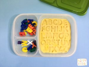 Letter Matching with Play Dough in a Box - Happy Tot Shelf