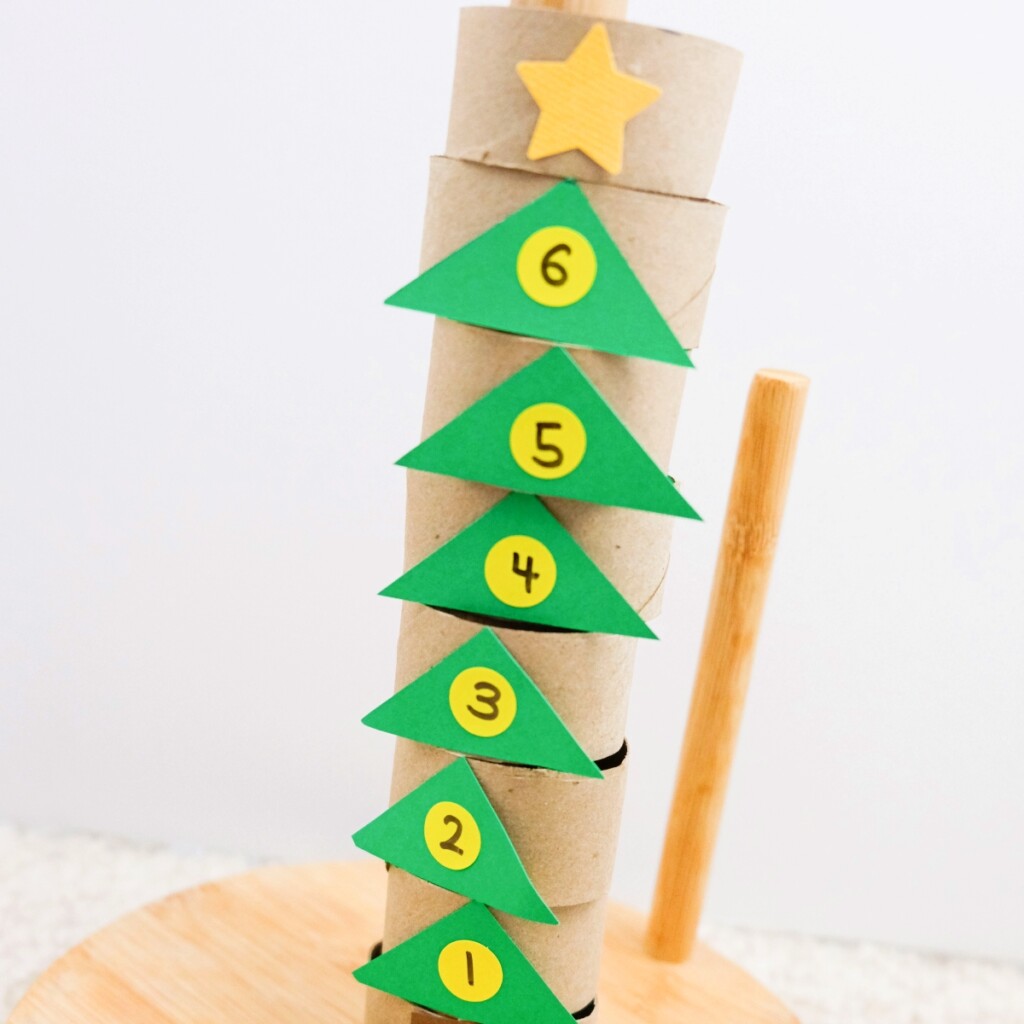 TP Roll Stacking and Counting Christmas Tree - Happy Tot Shelf