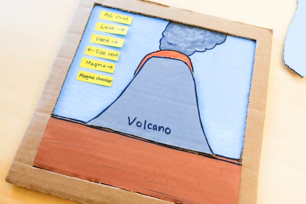 DIY Volcano Anatomy Puzzle for Kids to Learn Parts of a Volcano