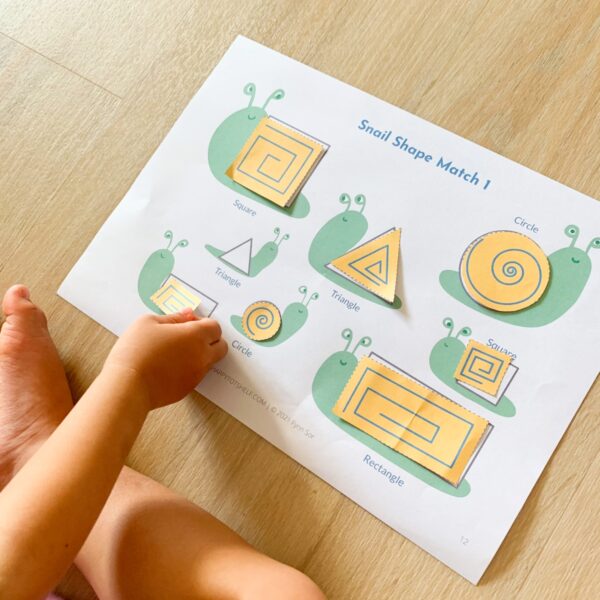 Snail Shapes Cut and Match Activity - Happy Tot Shelf